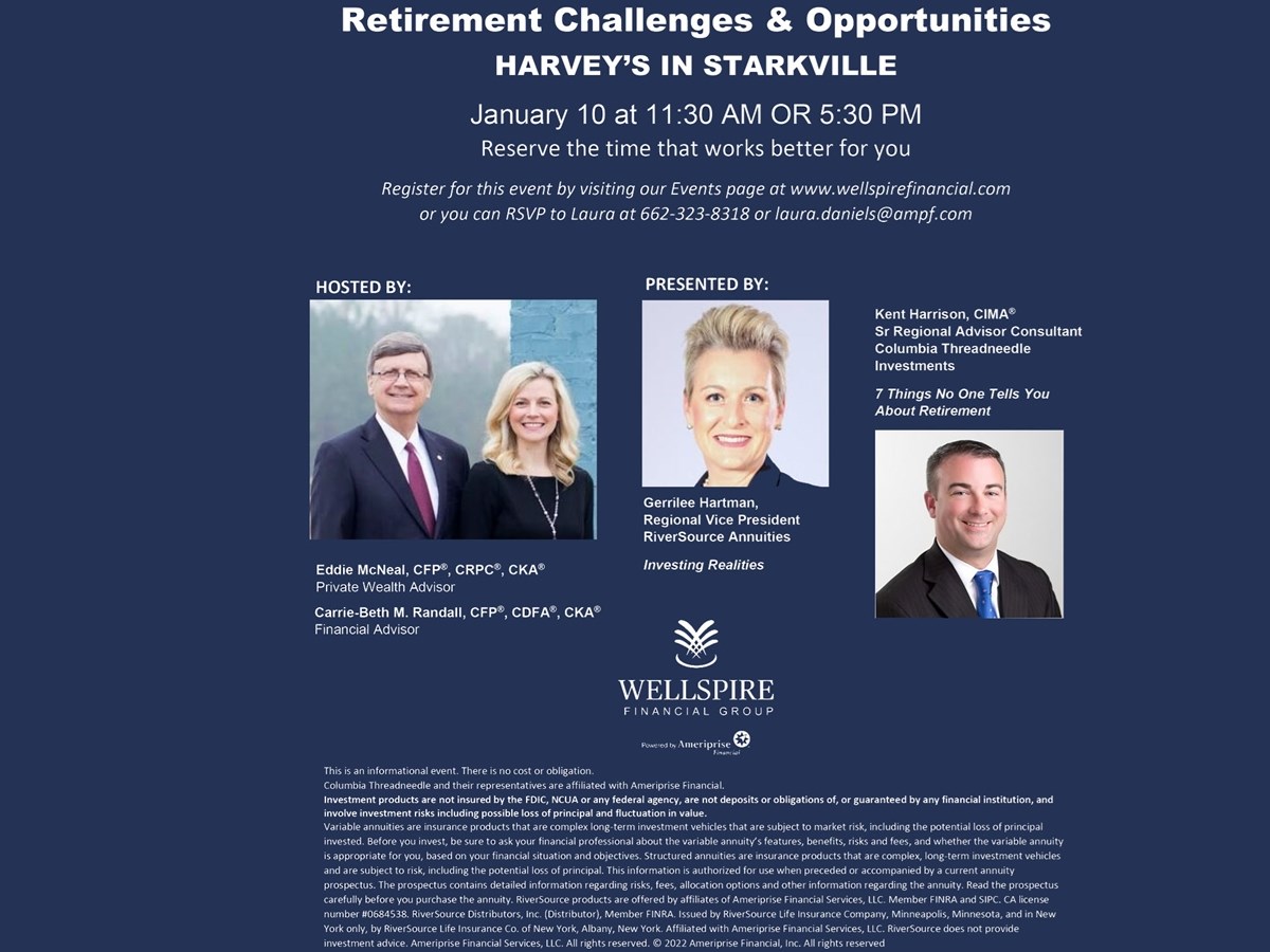 Financial seminars and events - Wellspire Financial Group | Ameriprise ...